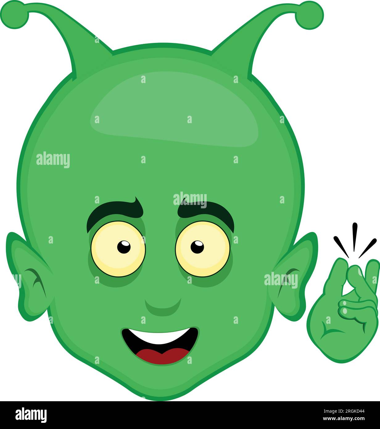 vector green alien et head cartoon hand snapping fingers Stock Vector ...