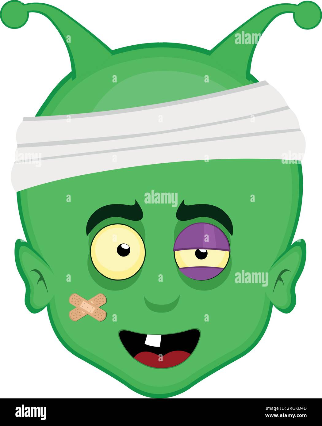 vector green alien et head cartoon injured Stock Vector Image & Art - Alamy