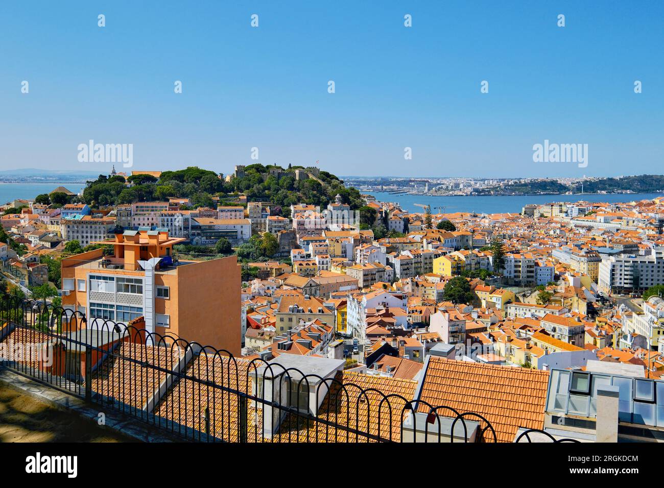 Picturesque panoramic daytime view of Lisbon city, view from ...