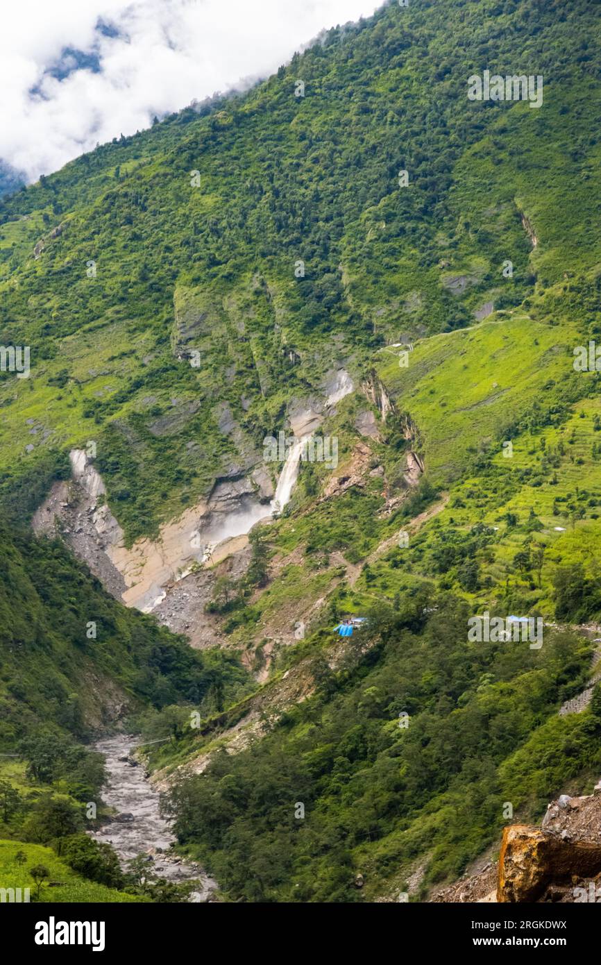 Rupse jharana aka Rupse Water Falls in Myagdi of Nepal during monsoon ...