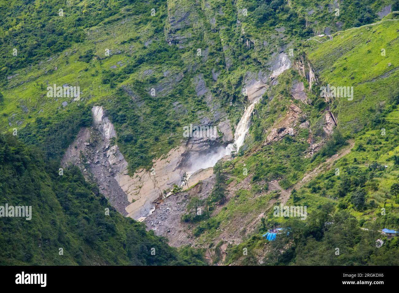 Rupse jharana aka Rupse Water Falls in Myagdi of Nepal during monsoon ...