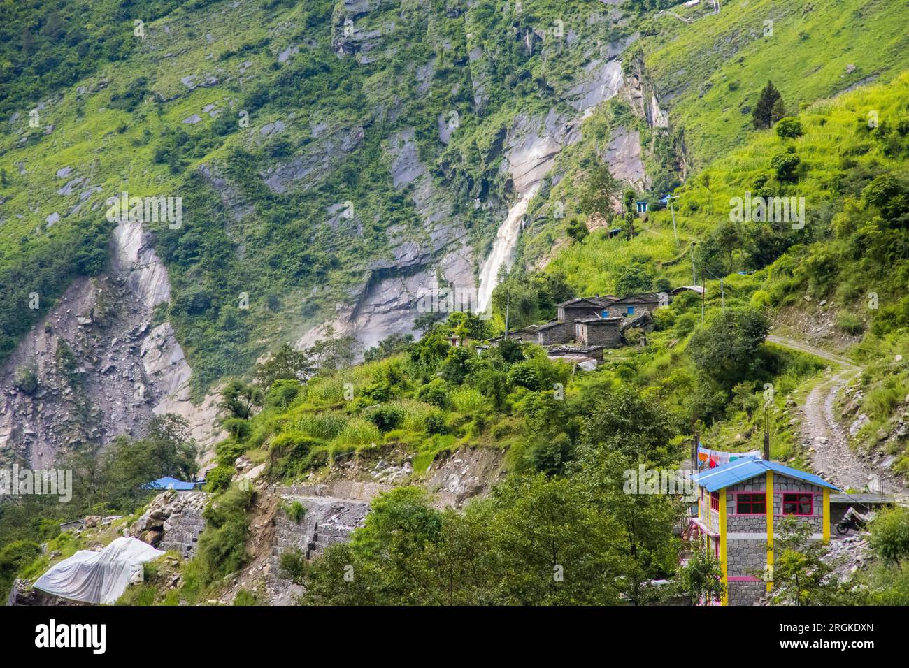 Rupse jharana aka Rupse Water Falls in Myagdi of Nepal during monsoon ...