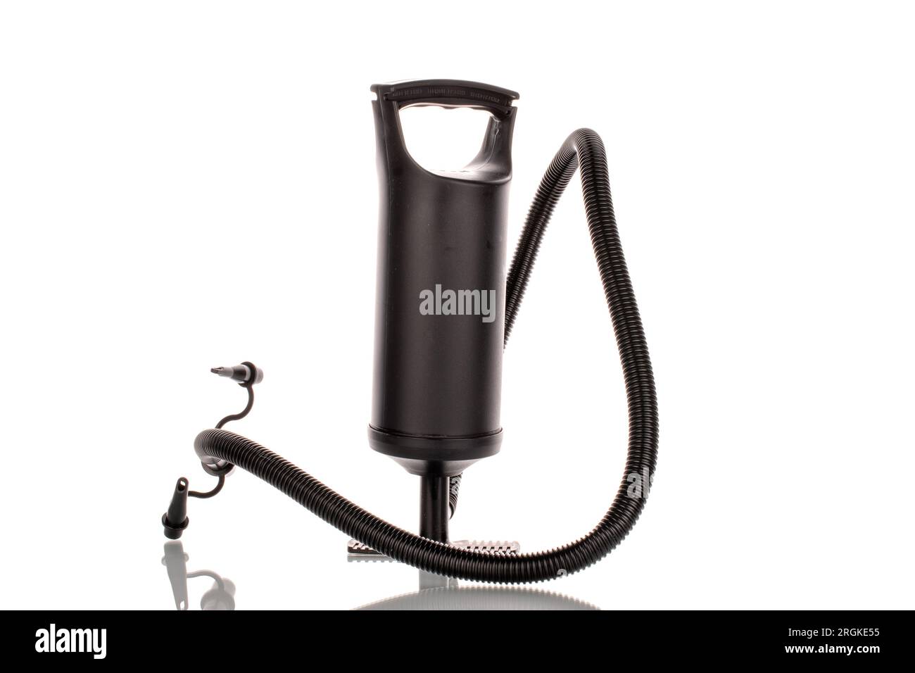 One plastic hand pump, macro, isolated on white background Stock Photo ...