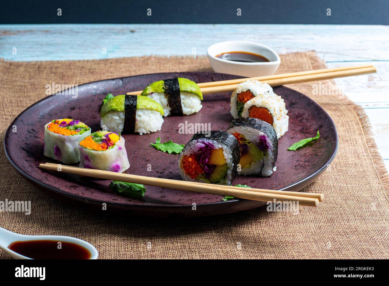 nice plate of vegetable sushi, rich and tasty sushi assortment perfect ...