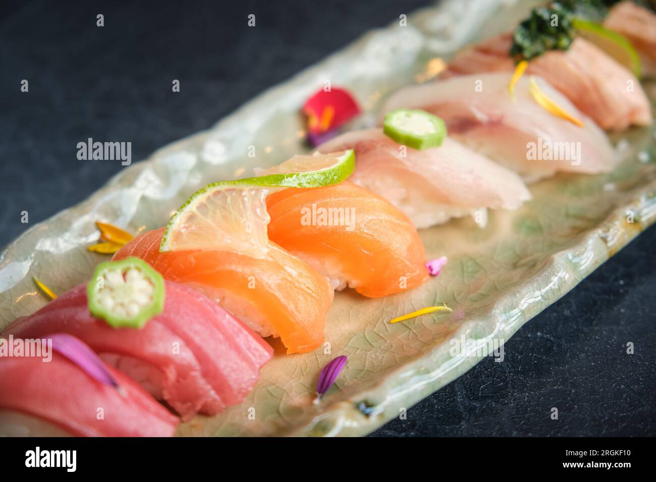 Sushi roll presented on hi-res stock photography and images - Alamy