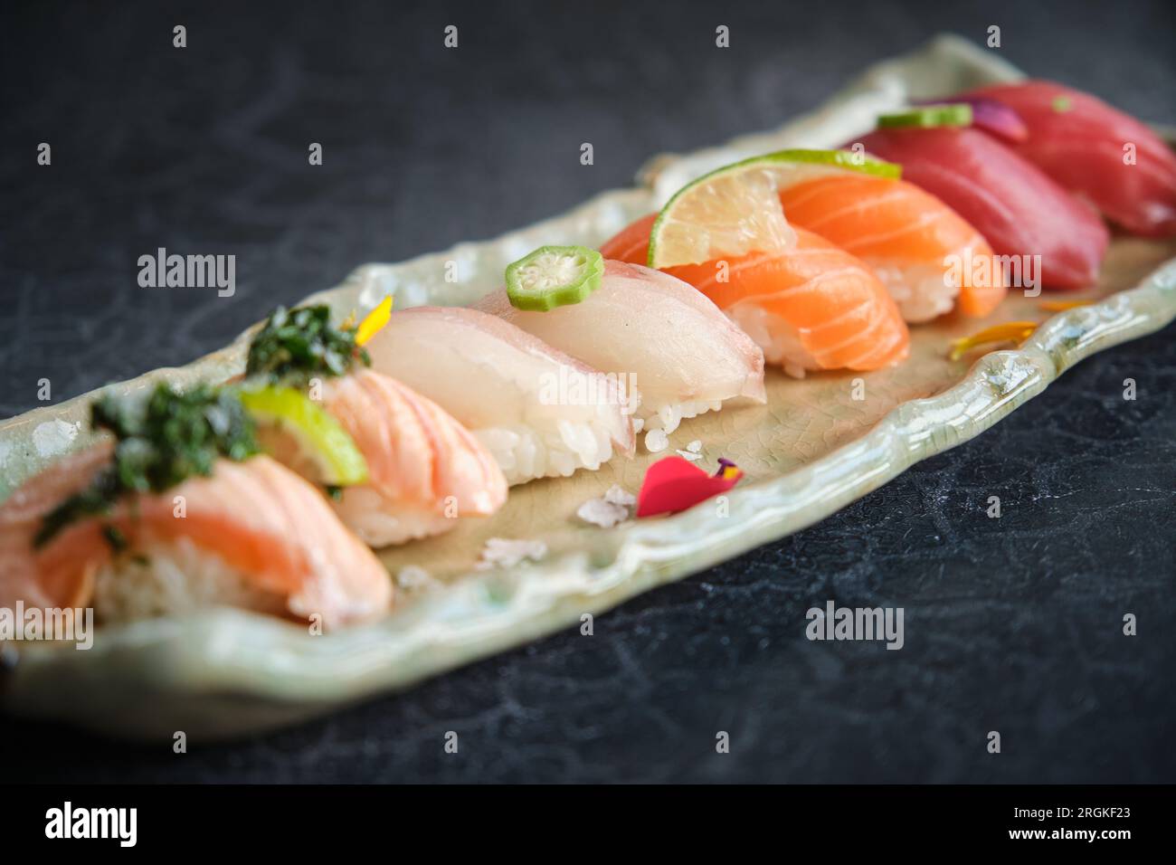 Sushi roll presented on hi-res stock photography and images - Alamy