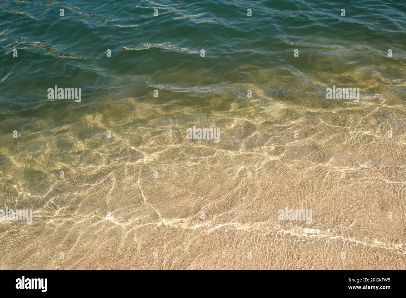 Full frame background of transparent clean rippling sea water washing ...