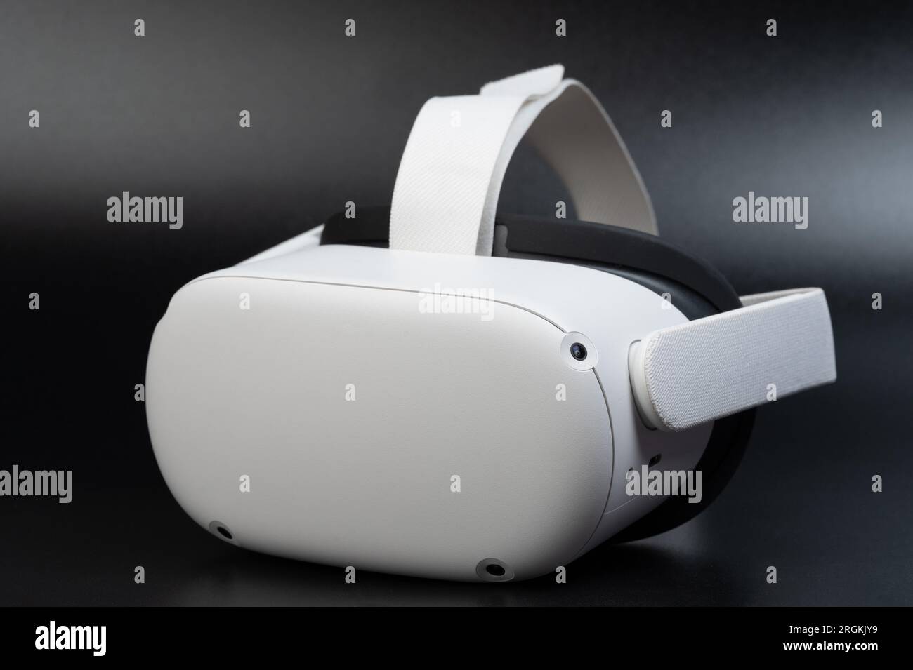 3D vr helmet front view on black matte surface Stock Photo - Alamy