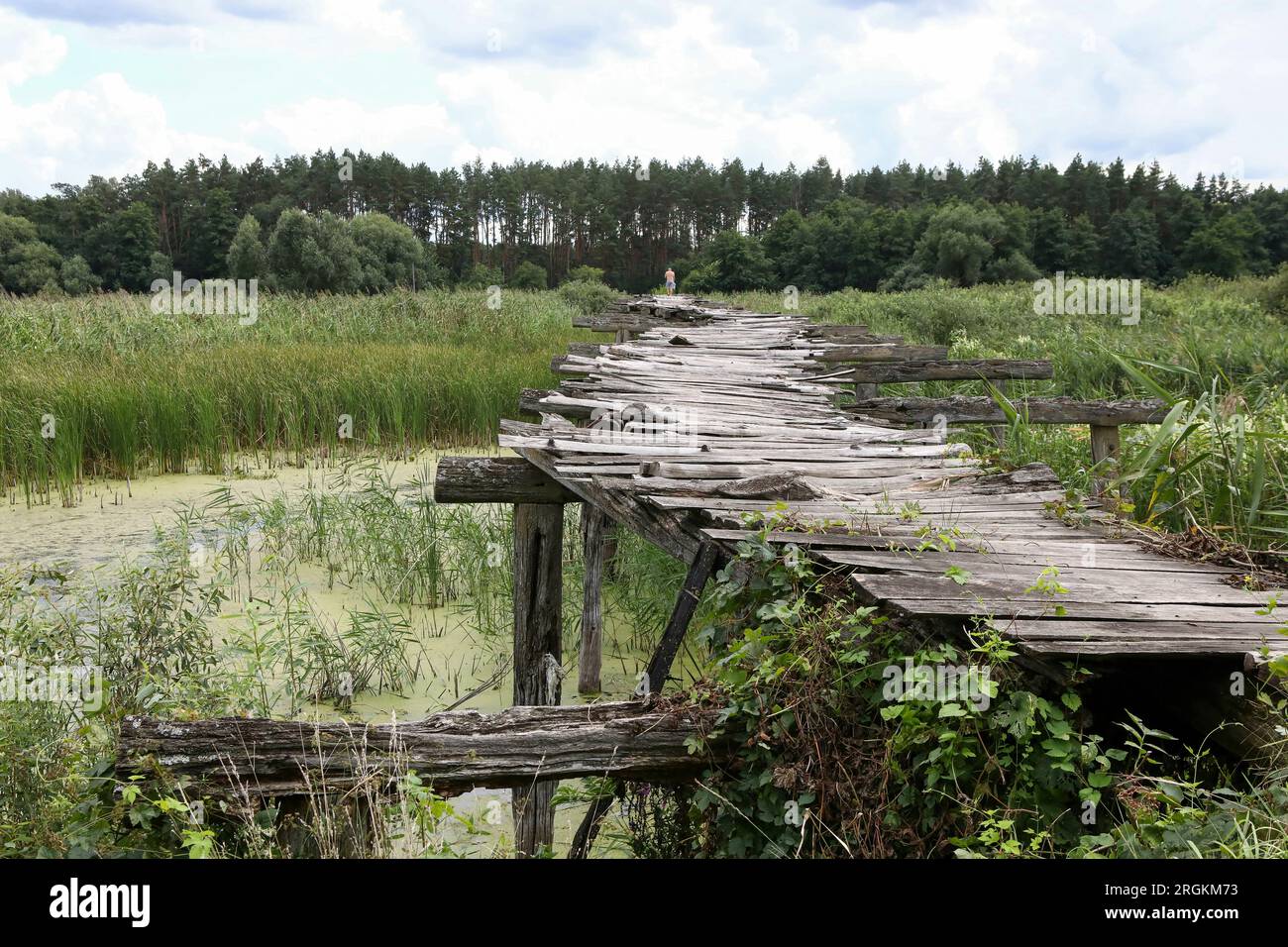 KAPLYNTSI, UKRAINE - AUGUST 8, 2023 - The bridge across the Udai River ...