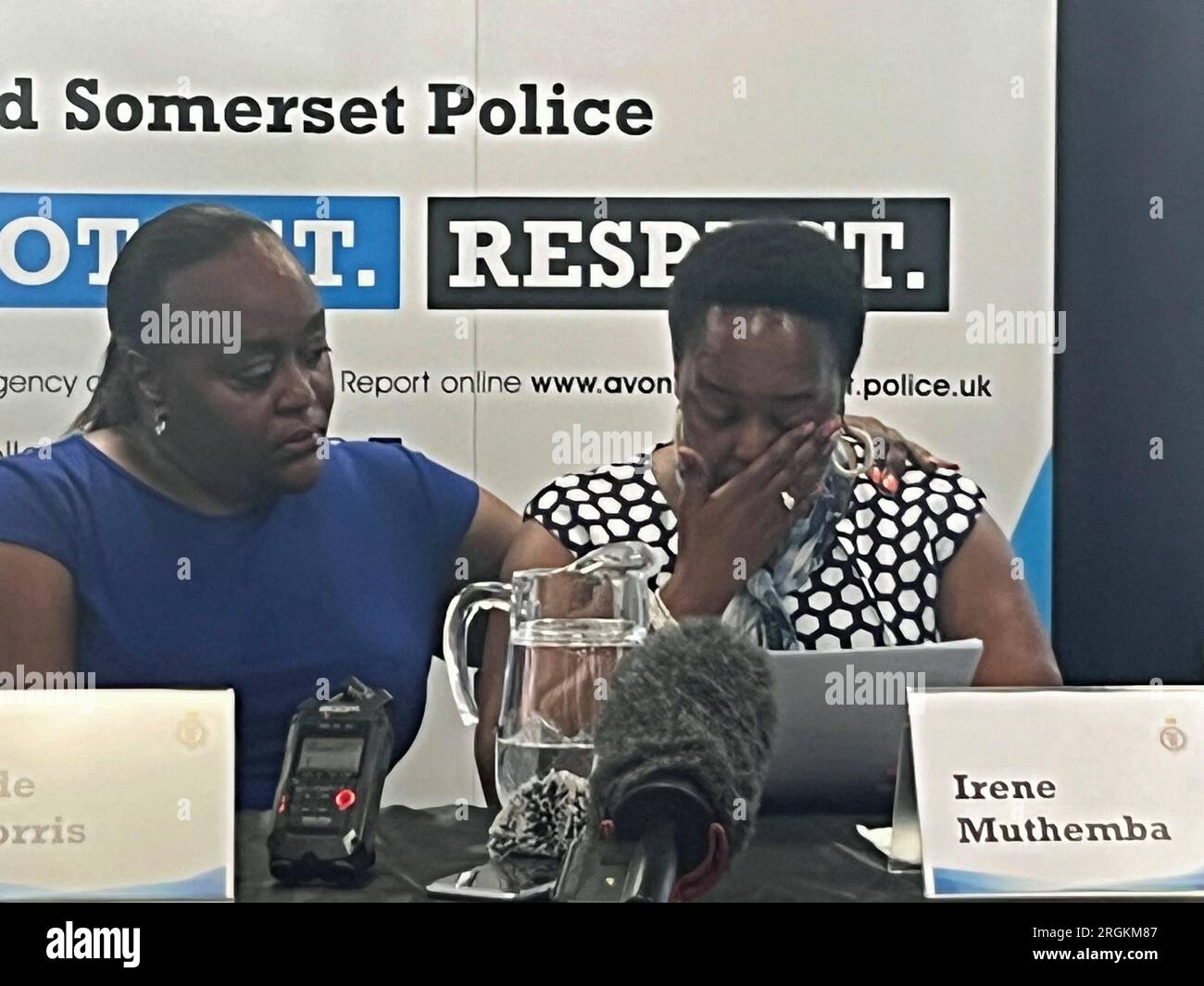 Jade Morris (left), the aunt of Eddie King Muthemba Kinuthia, comforts ...