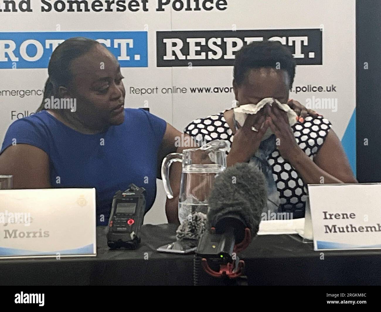 Jade Morris (left), the aunt of Eddie King Muthemba Kinuthia, comforts ...