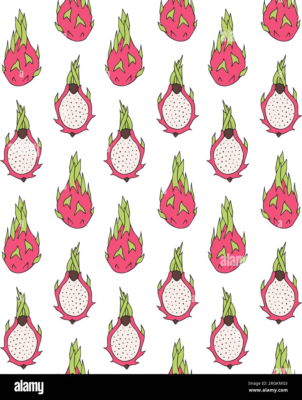Vector seamless pattern of hand drawn dragon fruit Stock Vector Image ...