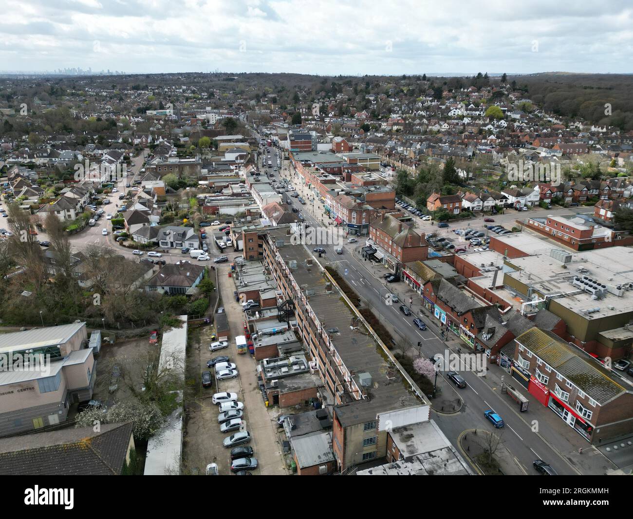 Loughton high street Essex UK town centre drone aerial Stock Photo - Alamy
