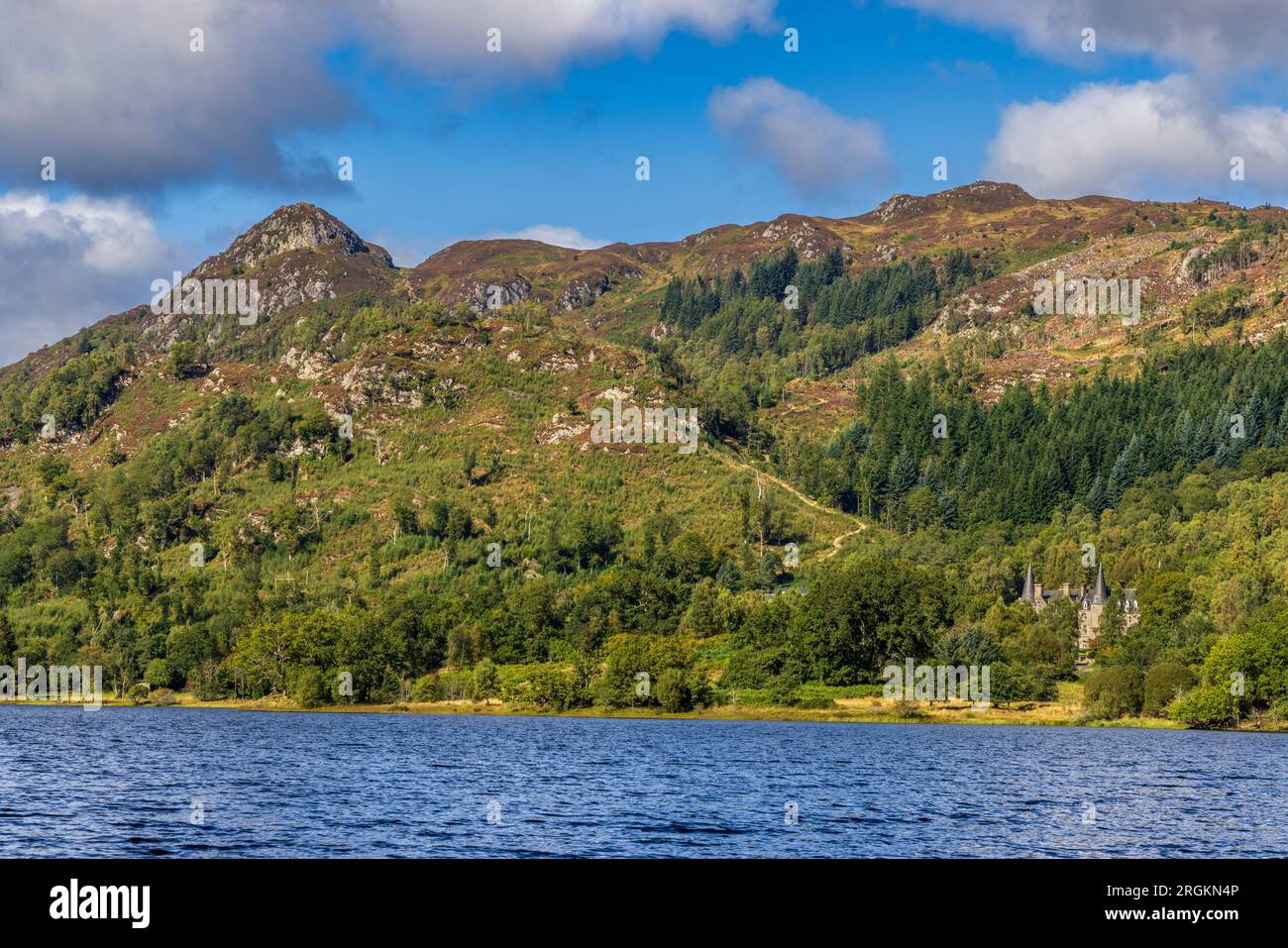 Ben A’an and Tigh Mor across Loch Achray in the Trossachs, Stirling ...