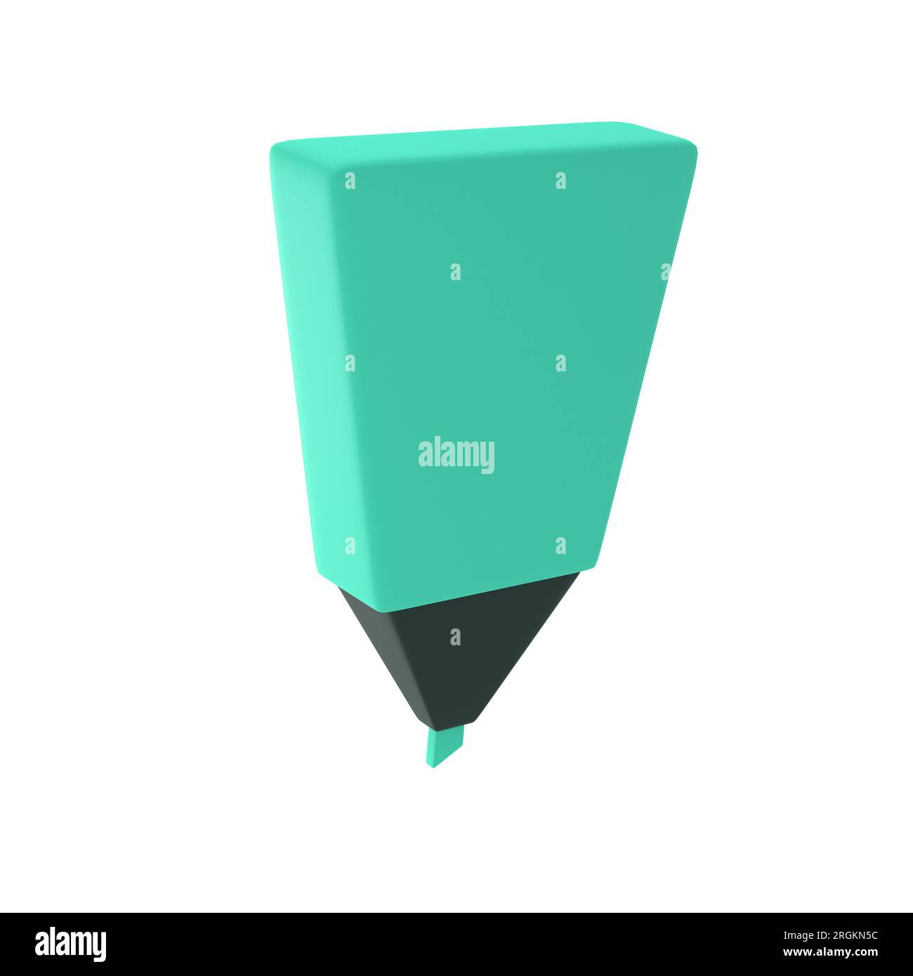 3d turquoise highlighter marker icon for office. Stationery important ...