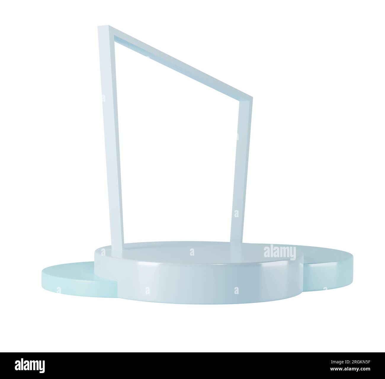 Minimalist round blue podium with gate and scene with 3d rendering ...