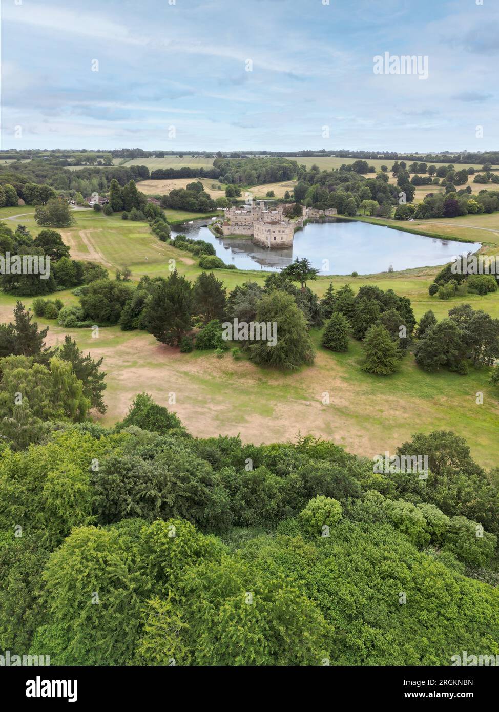 Aerial panoramic view of Leads Castle, Kent Stock Photo - Alamy
