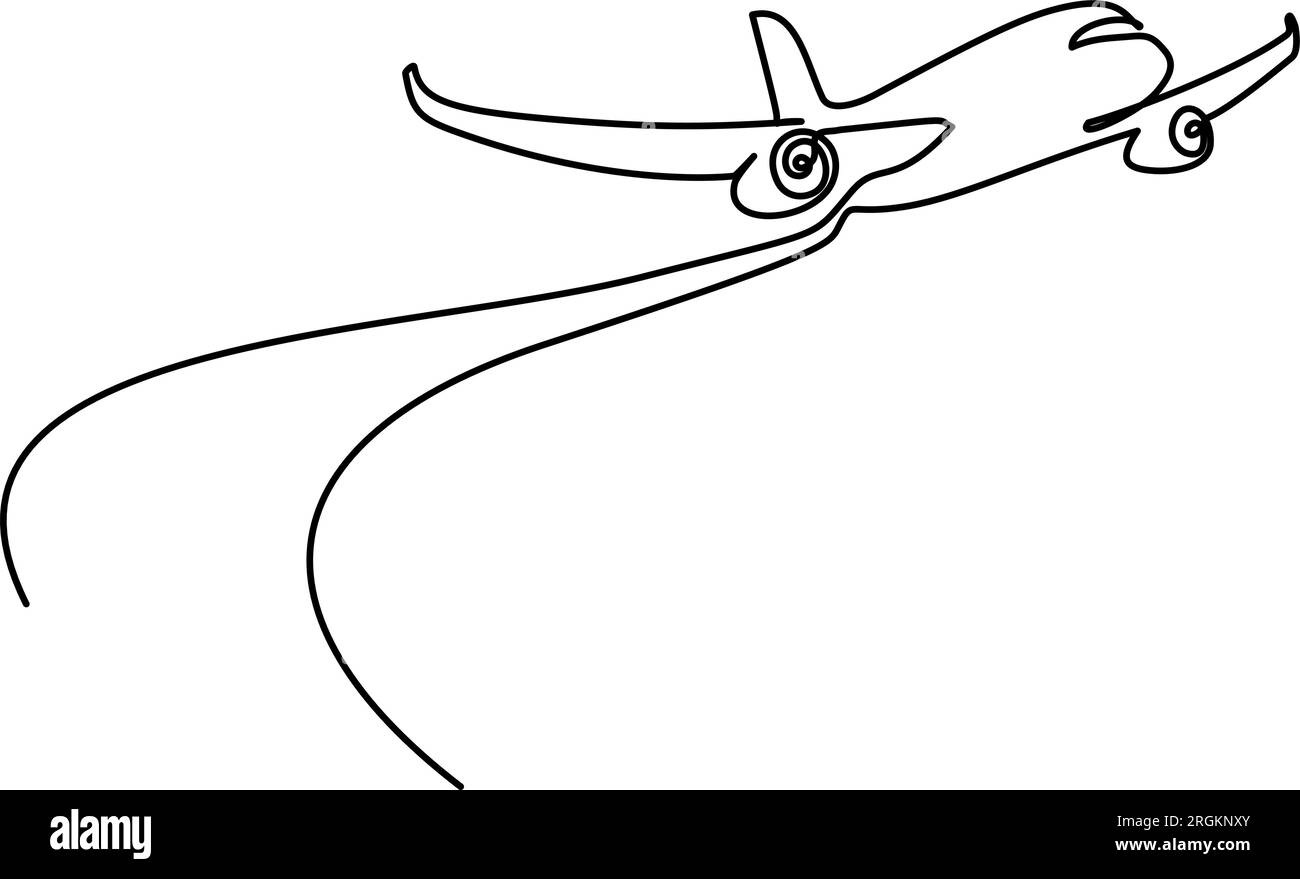 Passenger airplane Travel jet. Continuous one line drawing Stock Vector ...