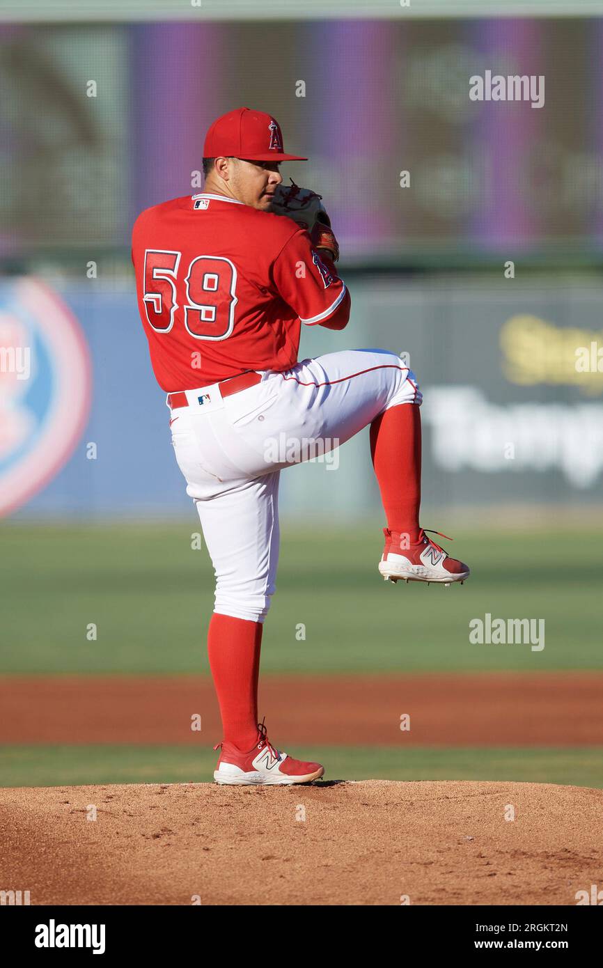 ACL Angels starting pitcher Luis Viloria (59) during an Arizona Complex ...