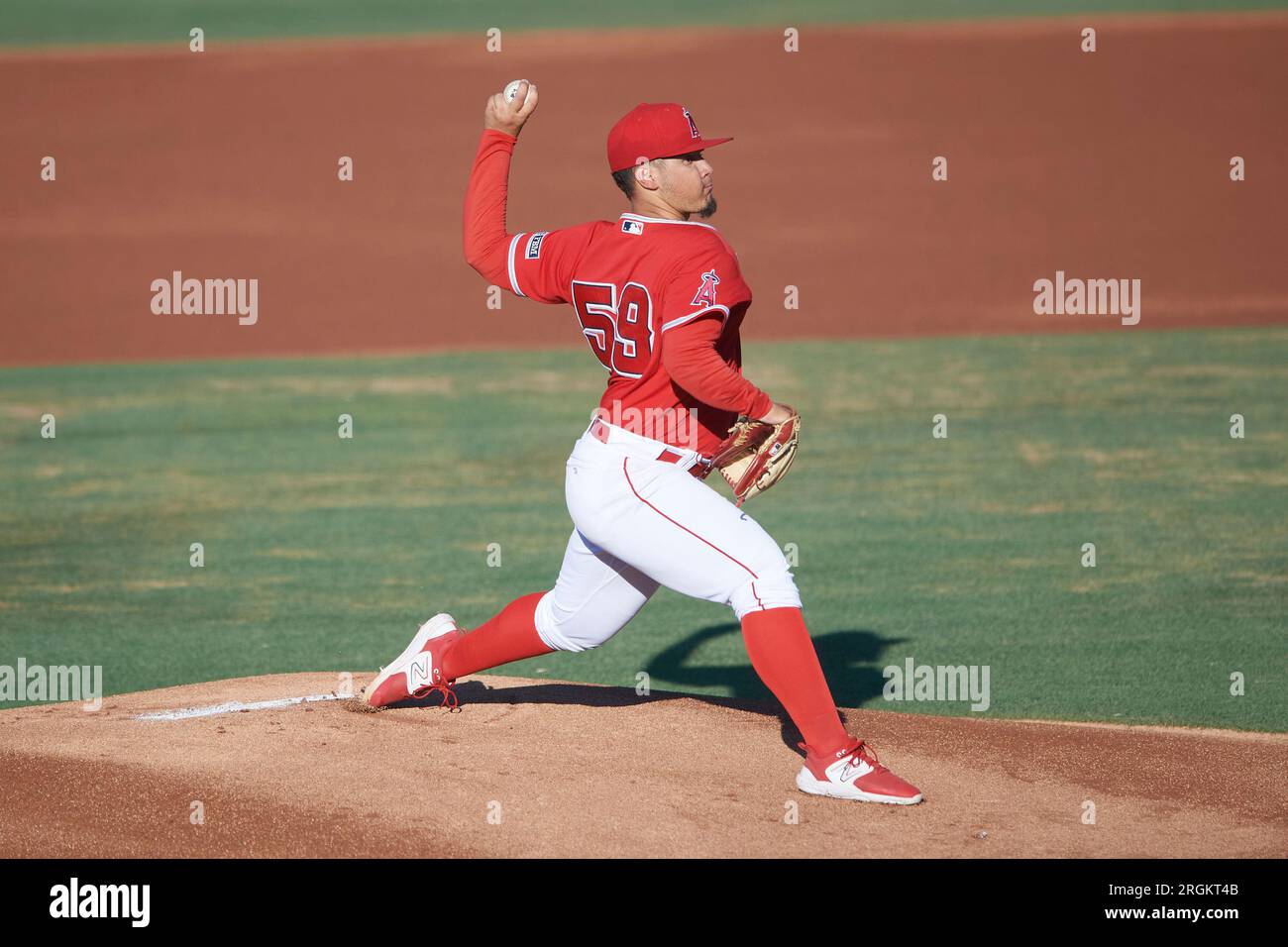 ACL Angels starting pitcher Luis Viloria (59) during an Arizona Complex ...