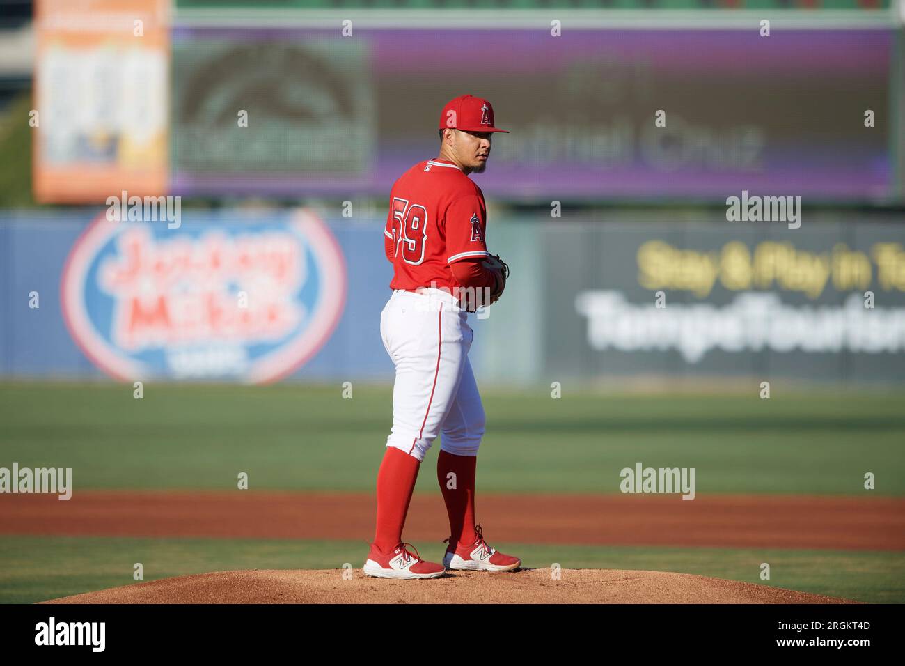 ACL Angels starting pitcher Luis Viloria (59) during an Arizona Complex ...