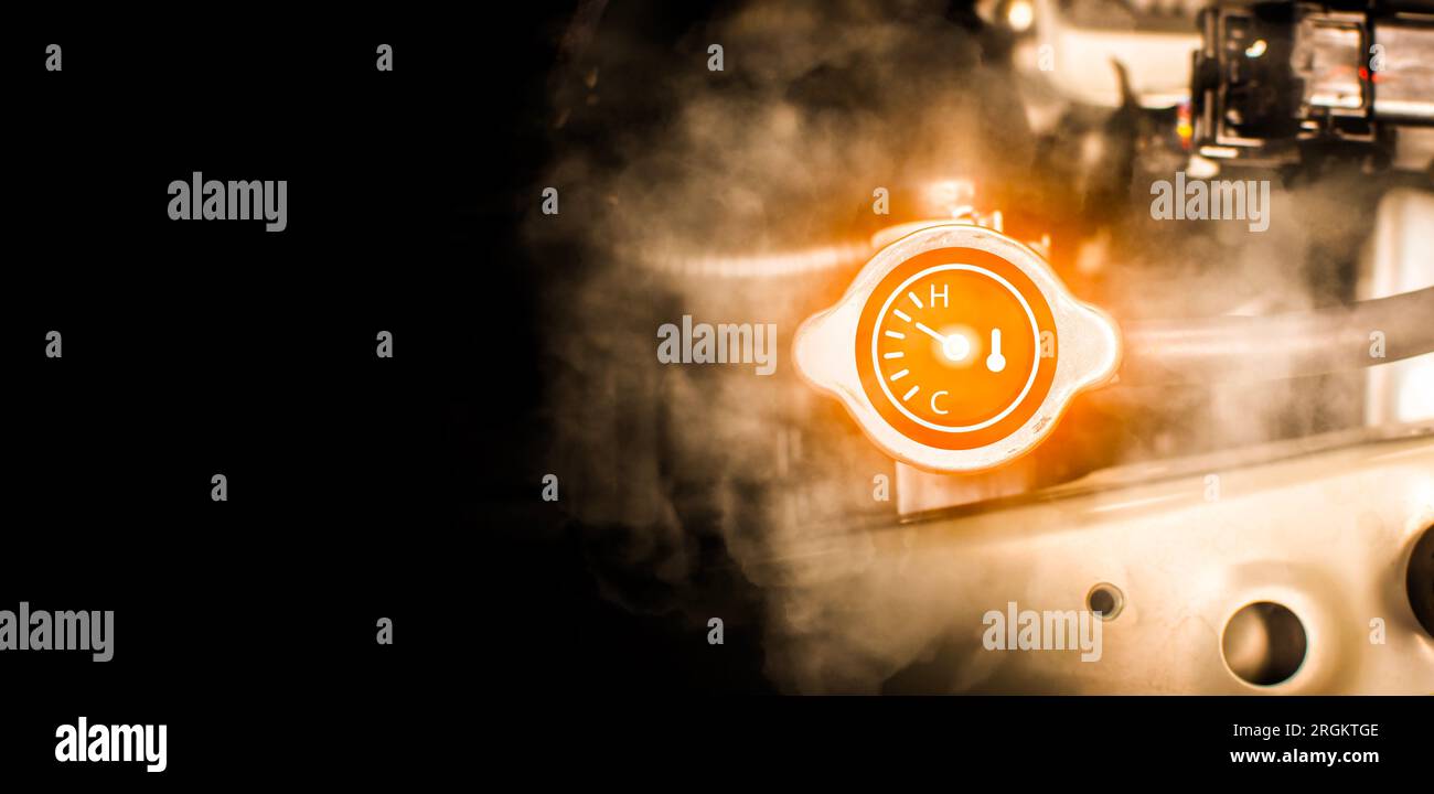 The radiator overheats and hot steam in the engine compartment, high ...