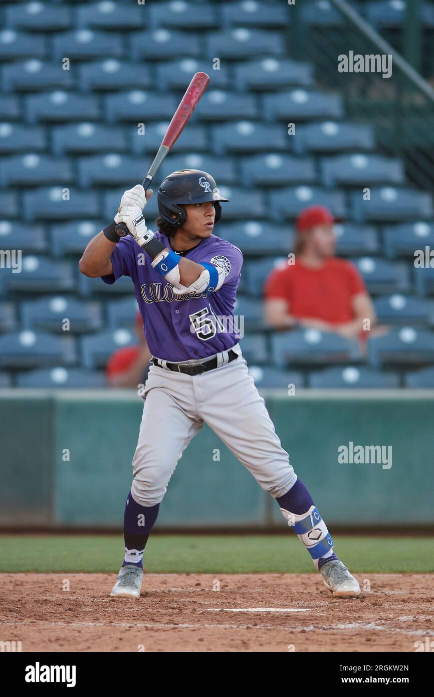 Ronaiker Palma (51) of the ACL Rockies at bat during an Arizona Complex ...