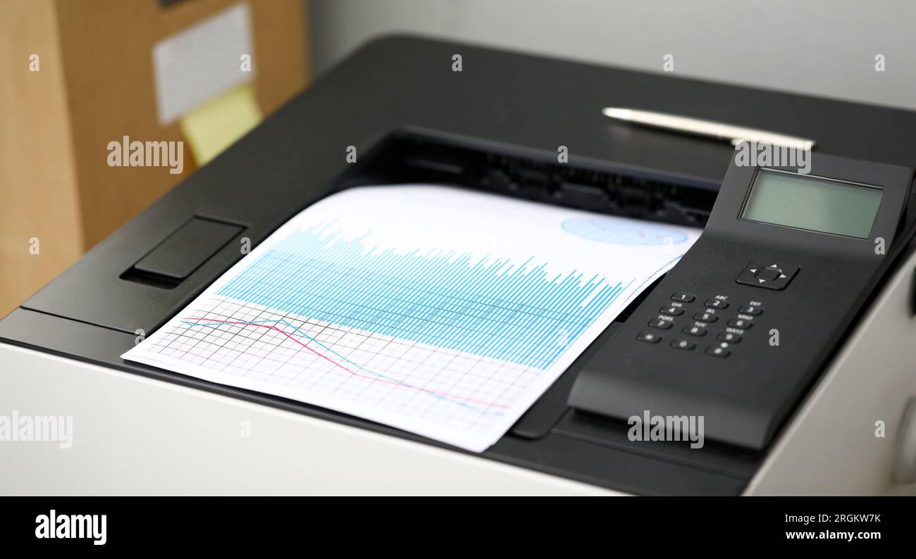 Close-up on special high-tech fax printing significant charts Stock Photo - Alamy