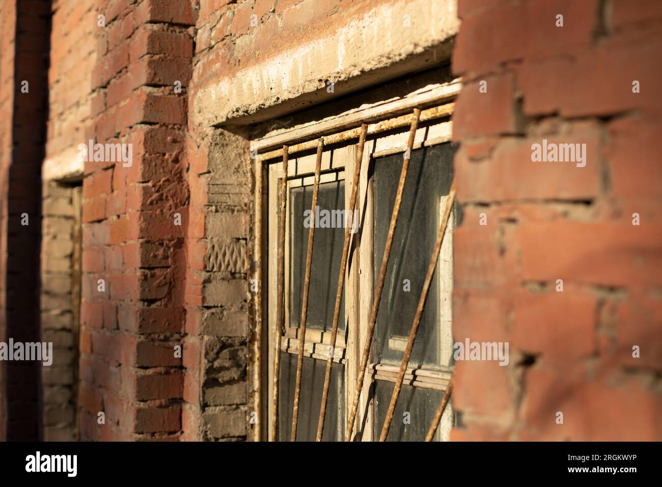 Building is made of brick. Old building. Architecture of 19th century ...