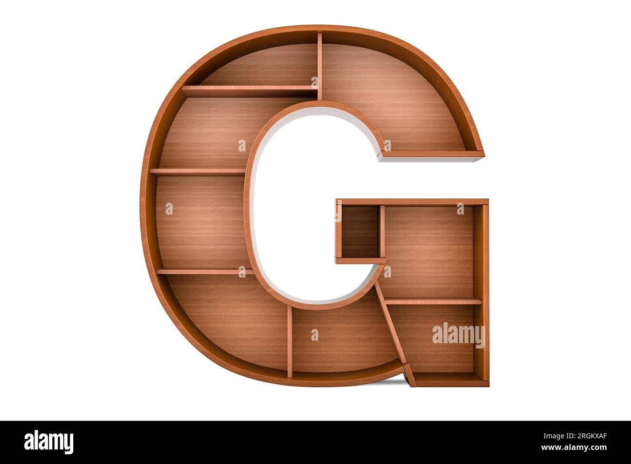 Letter G, alphabet as bookshelf without books, 3D rendering isolated on ...