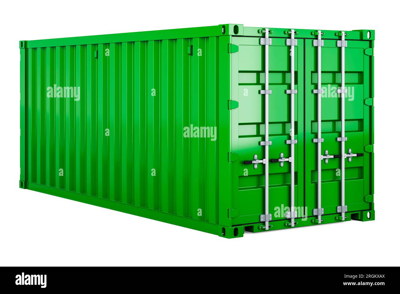 Green cargo container, 3D rendering isolated on white background Stock Photo - Alamy
