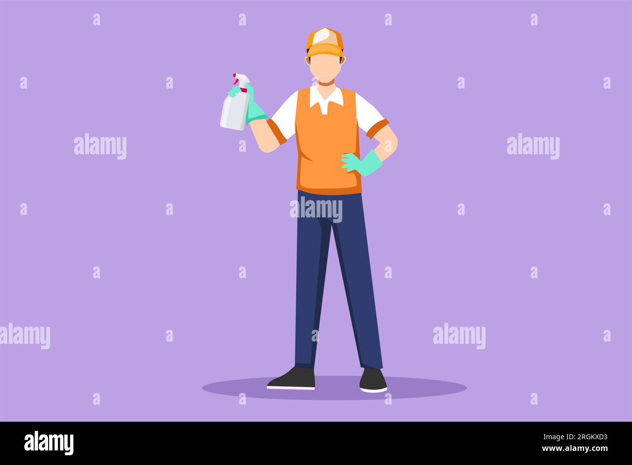 Cartoon flat style drawing man washing windows at home. Housework ...