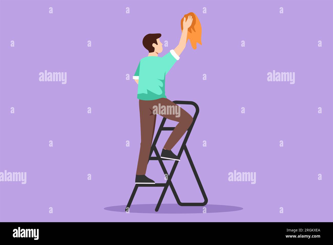 Cartoon flat style drawing window washer is cleaning window using a ...