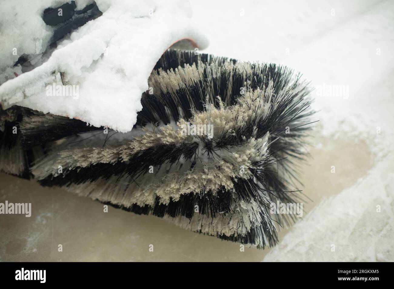 Ice cleaning at ice rink. Snow removal at stadium. Surface preparation ...