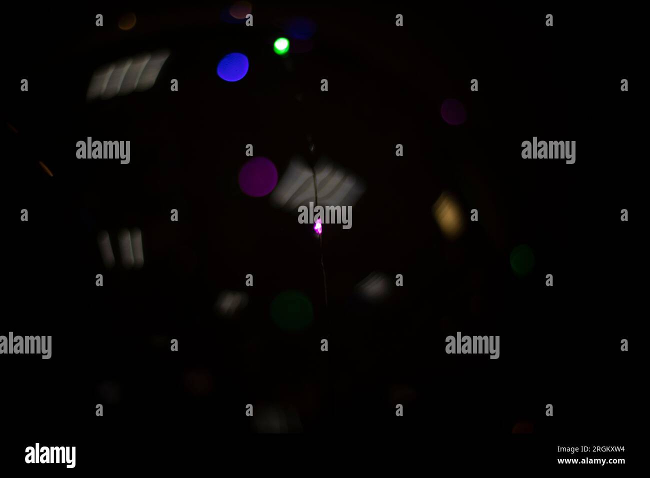 Reflection in dark. Lights on plastic surface. Transparent sphere on ...