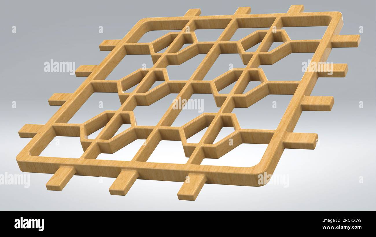 Wooden Window Grill Design Closeup View. Isolated on White Background ...