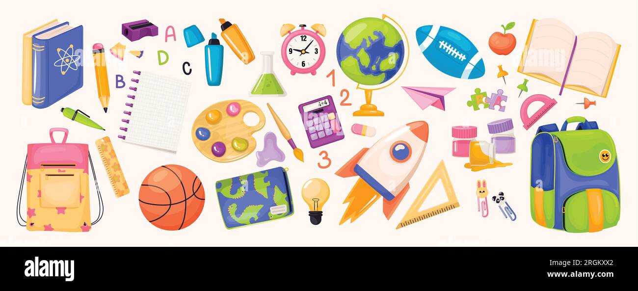 Vector big set of school supplies and accessories Stock Vector Image ...