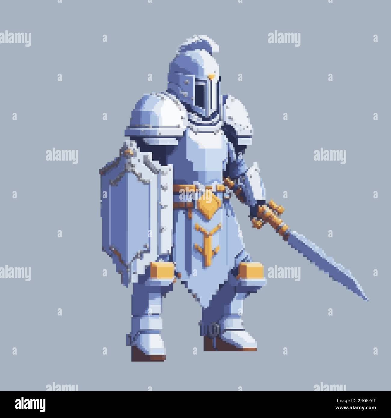 Knight warrior pixel art character for 8-bit video game background ...