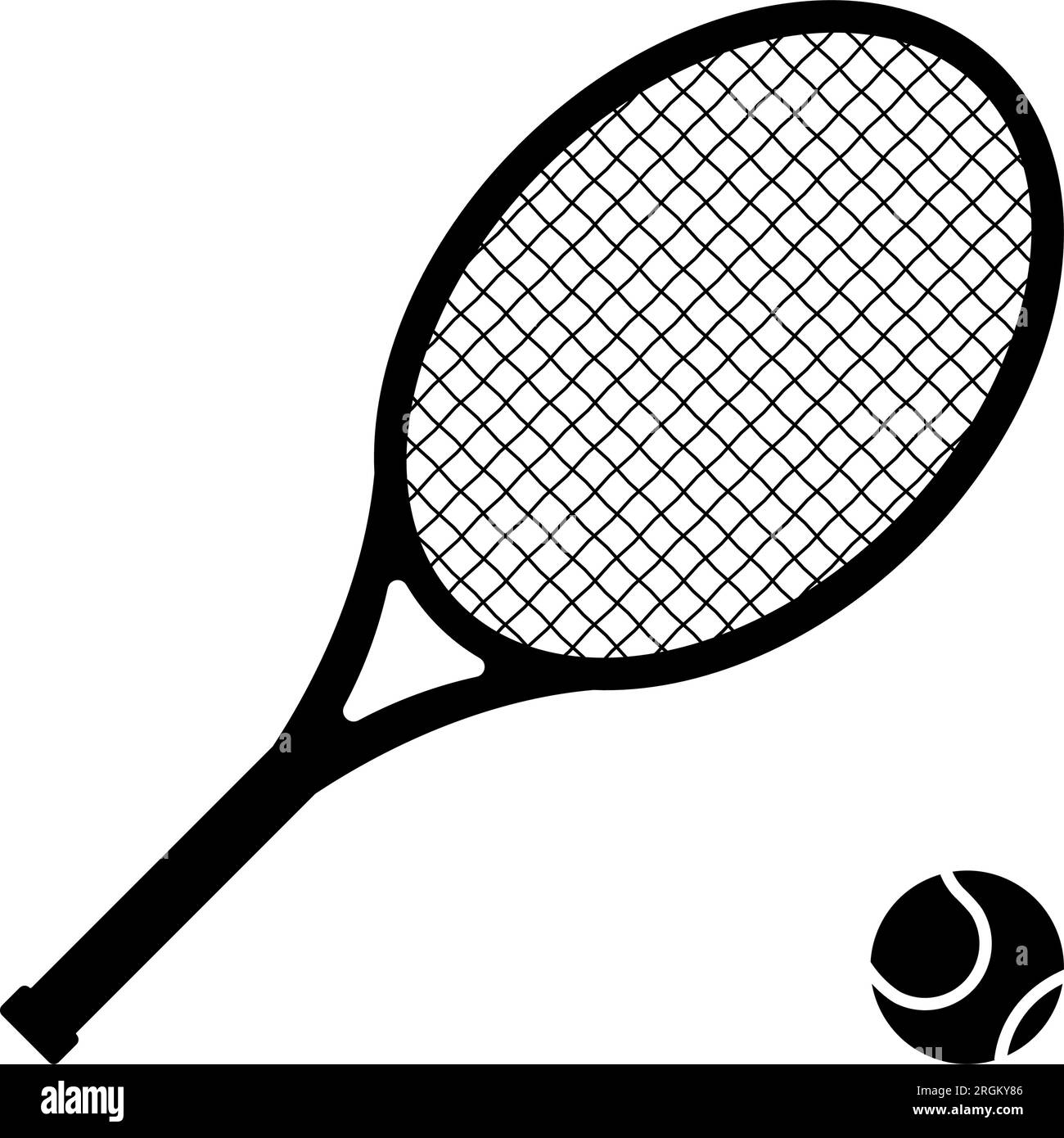 Tennis Racket and Ball silhouette. Vector illustration Stock Vector ...