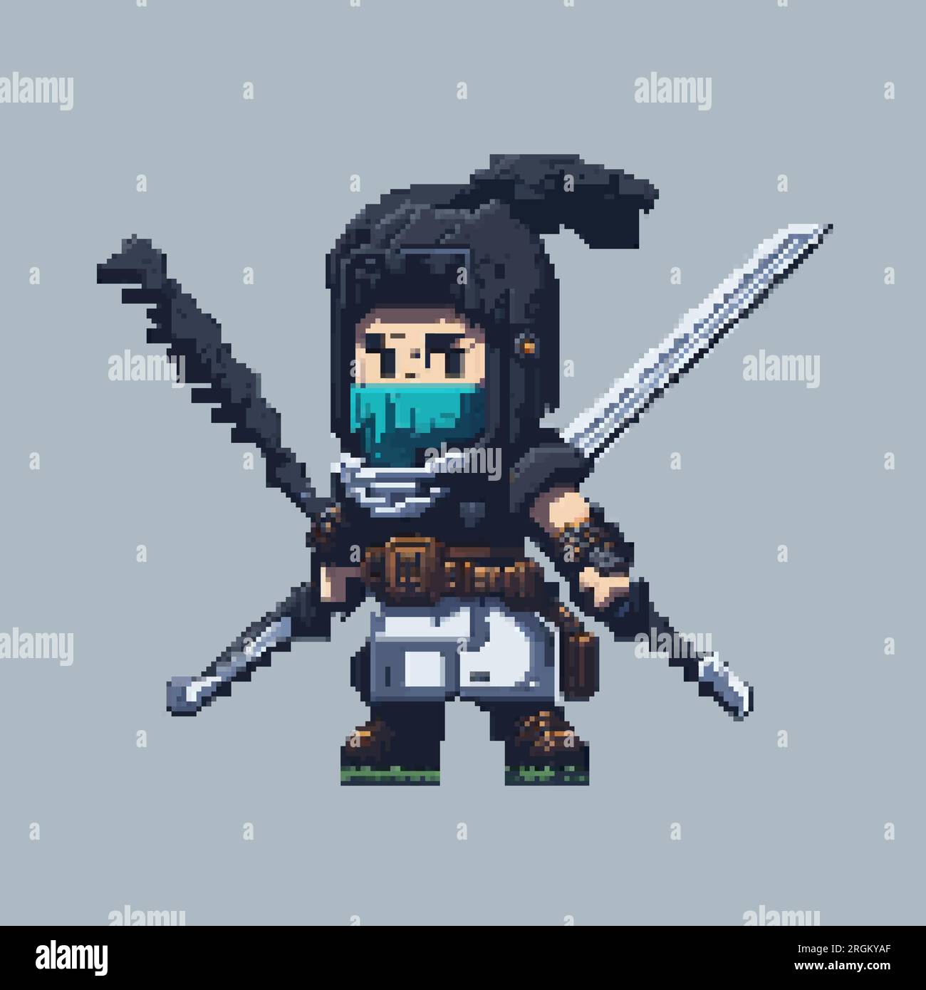 Japanese samurai warrior pixel art character for 8 bit video game ...