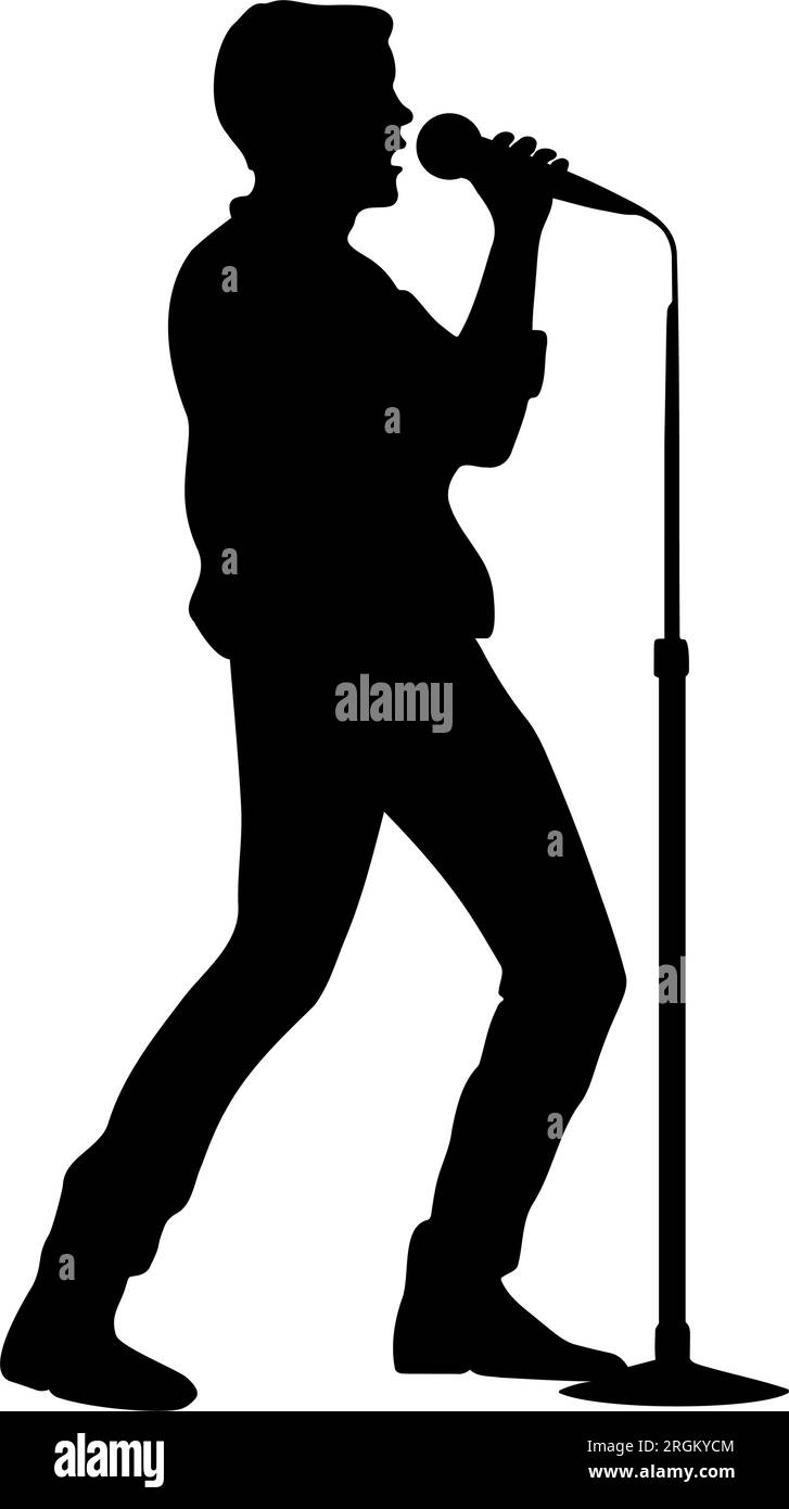 Singer man with a microphone silhouette. Vector illustration Stock ...