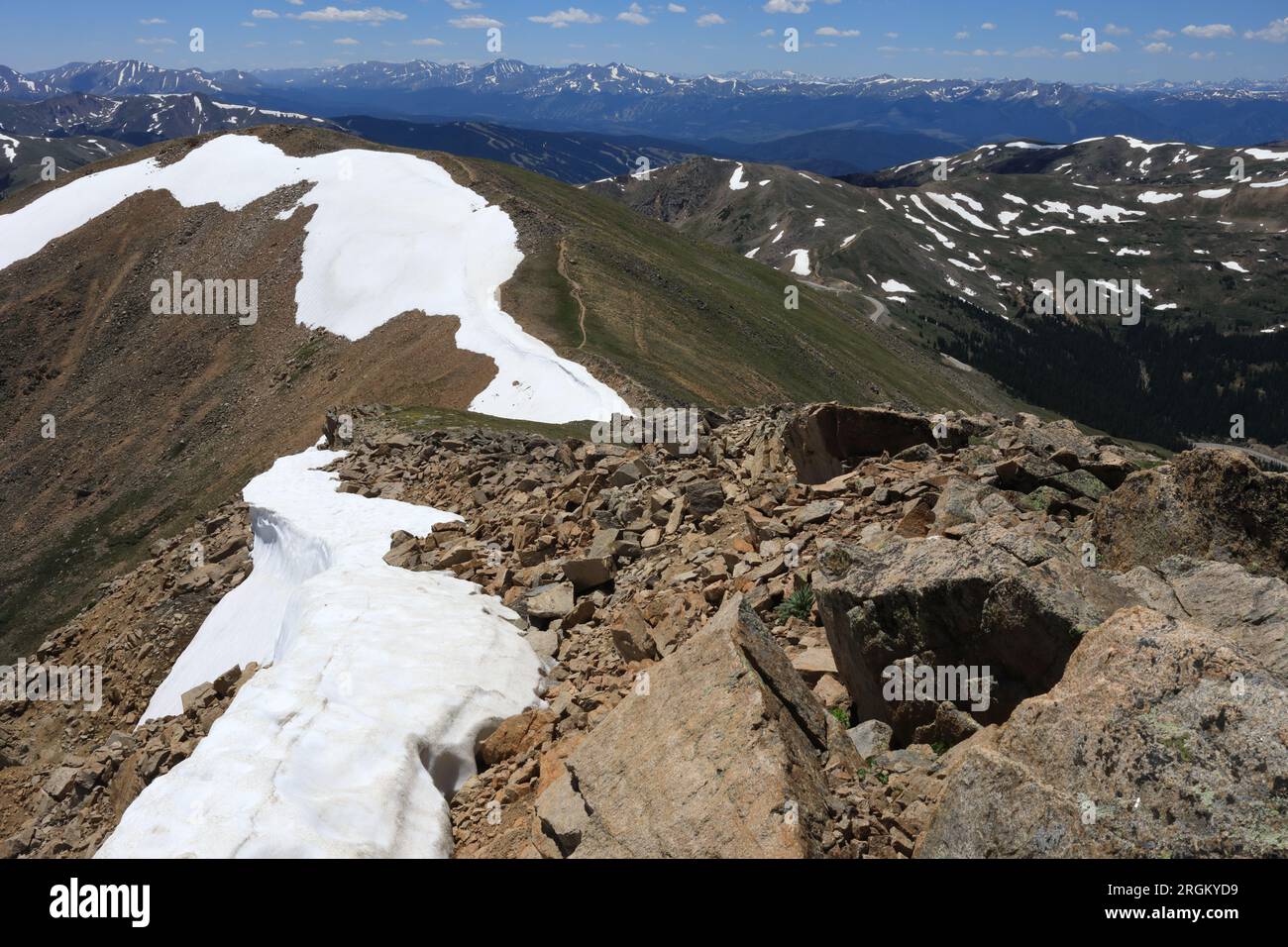 Snow patches on Mount Sniktau Stock Photo - Alamy