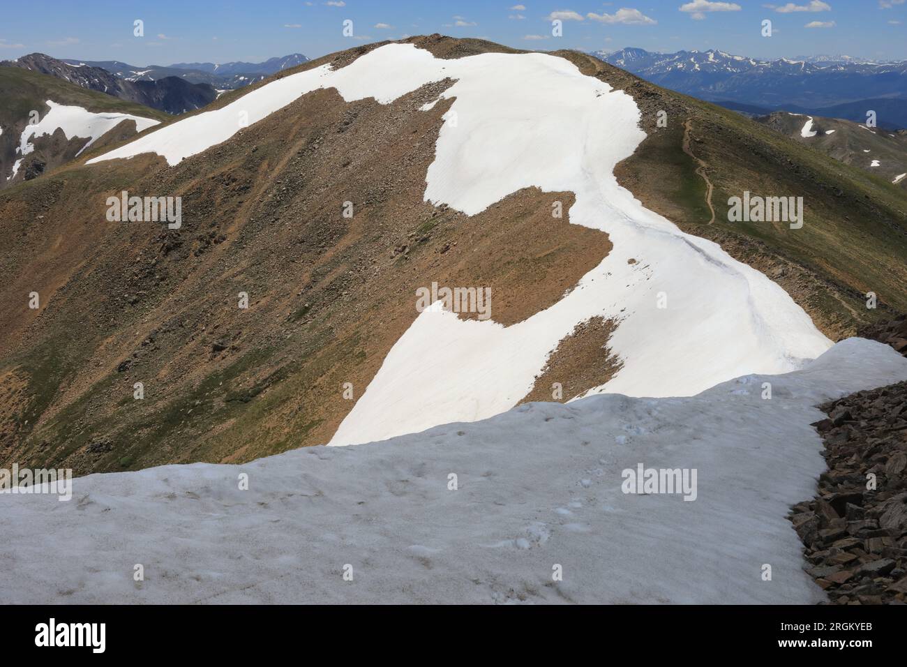 Snow patches on Mount Sniktau Stock Photo - Alamy