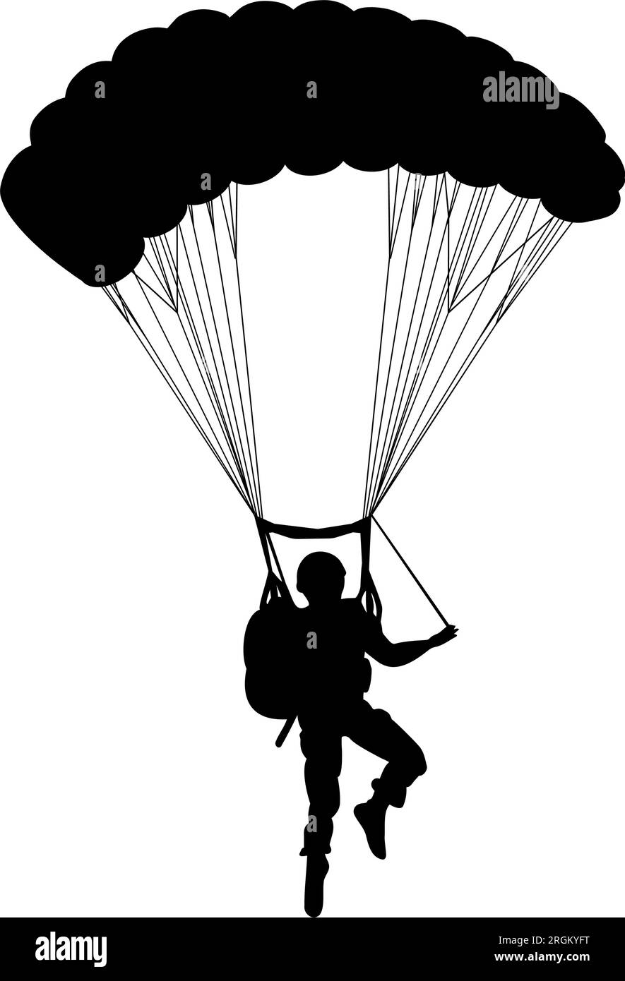 Skydiver flying with parachute silhouette. Vector illustration Stock ...