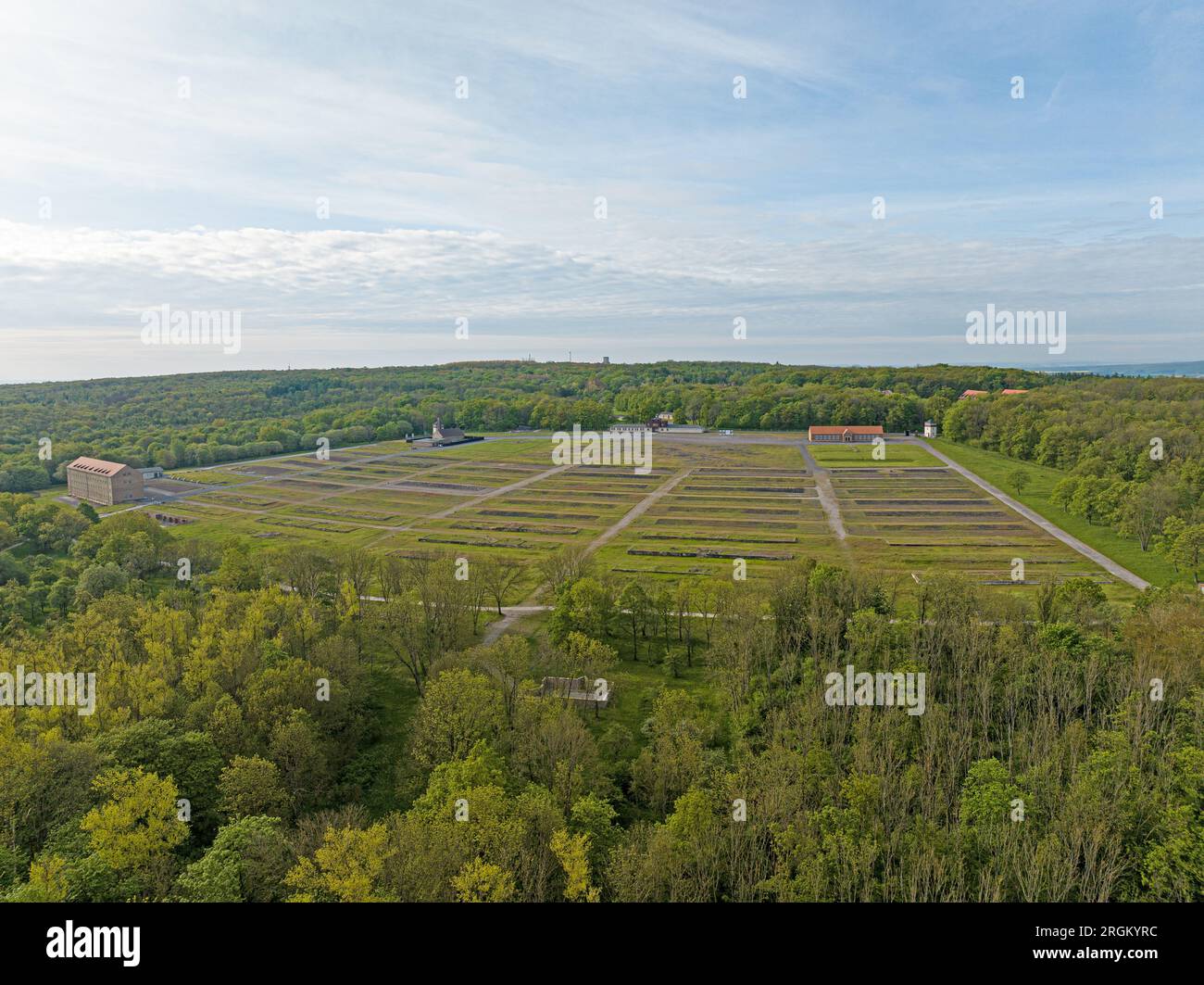 Drone image of the camp area at the former Buschenwald concentration ...