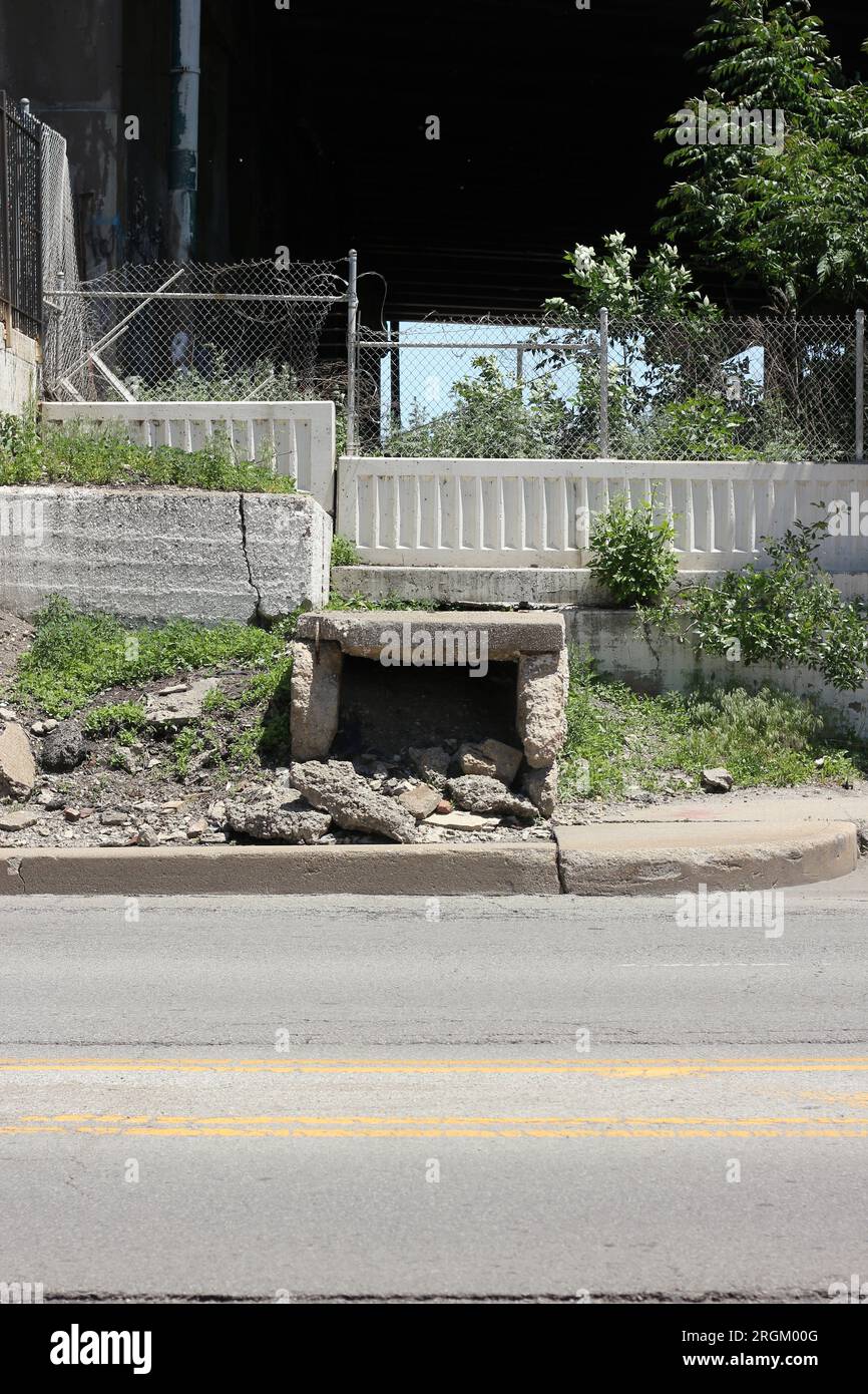 Industrial urban tunnel hidden under rubble Stock Photo - Alamy