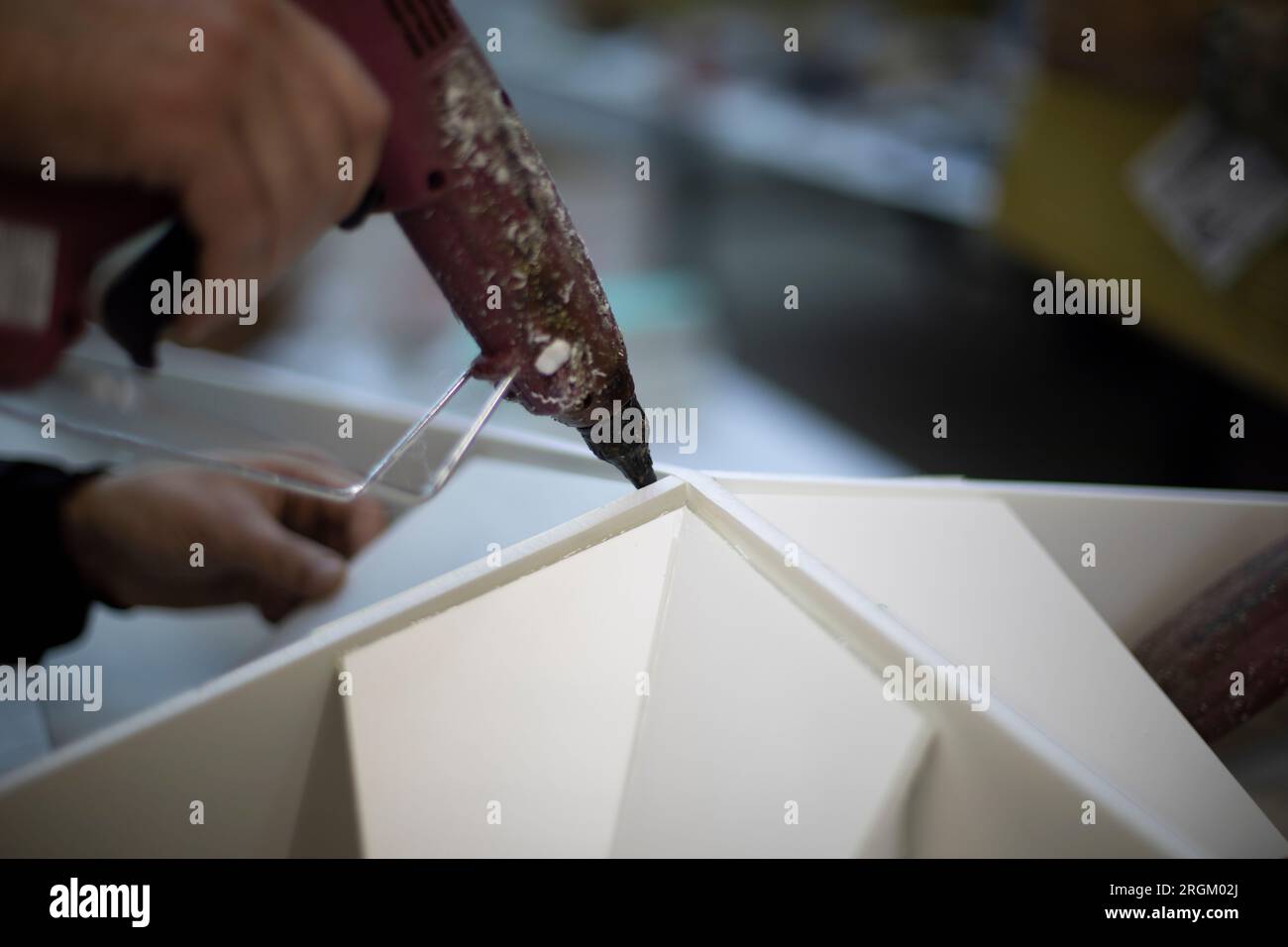 Gluing layout. Creation of scenery. Plastic layout. Work in workshop ...