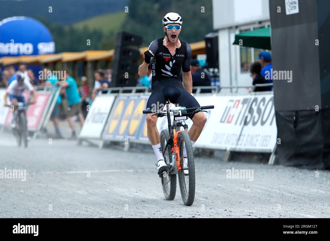 New Zealand's Samuel Gaze celebrates after completing the Men Elite ...
