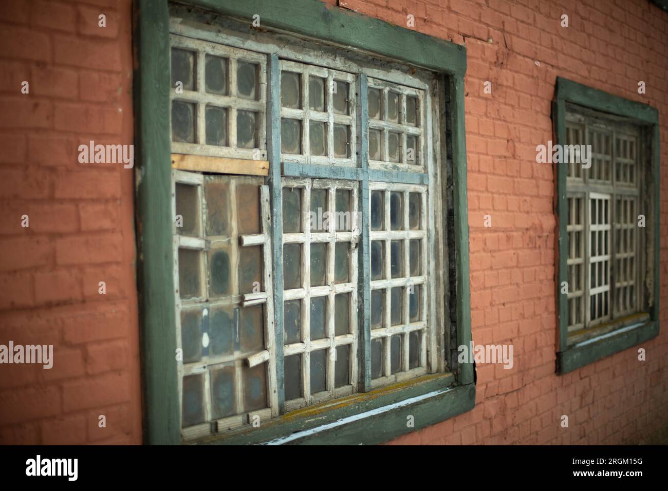 Old window in house. Details of 19th century architecture. Wooden ...