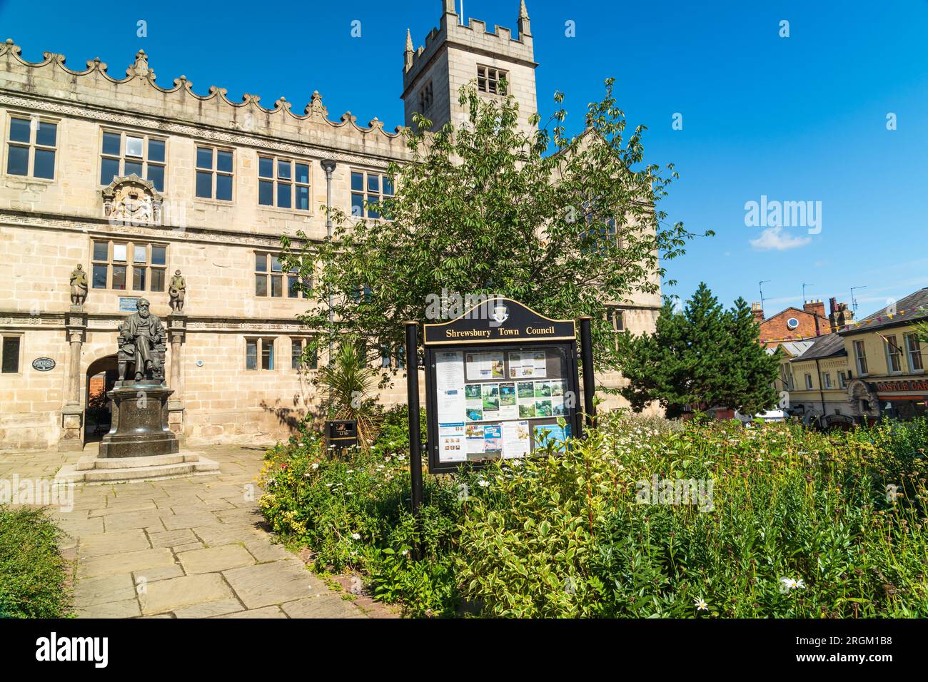 Shrewsbury, England – August 10 2023: The frontage of the Castle Gate ...